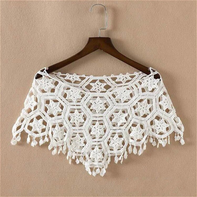 Хлопковая кружевная шаль yoohxin White 3