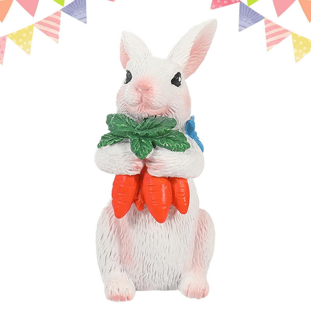 Easter bunny resin ornament with angel and sunflower for seasonal gift and decor red rabbit height 7cm