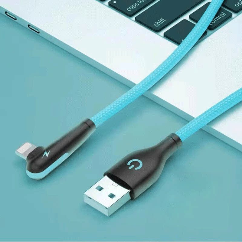 Синий набор из 3 шт. кабель для быстрой зарядки iPhone с изгибом, длина 1,5 м для устройств Apple