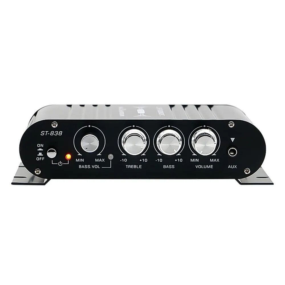 ST-838 Hi-Fi 2.1-канальный усилитель мощности 80 Вт x 2 стерео басовый усилитель с выходом на сабвуфер, домашний аудиоусилитель, черный