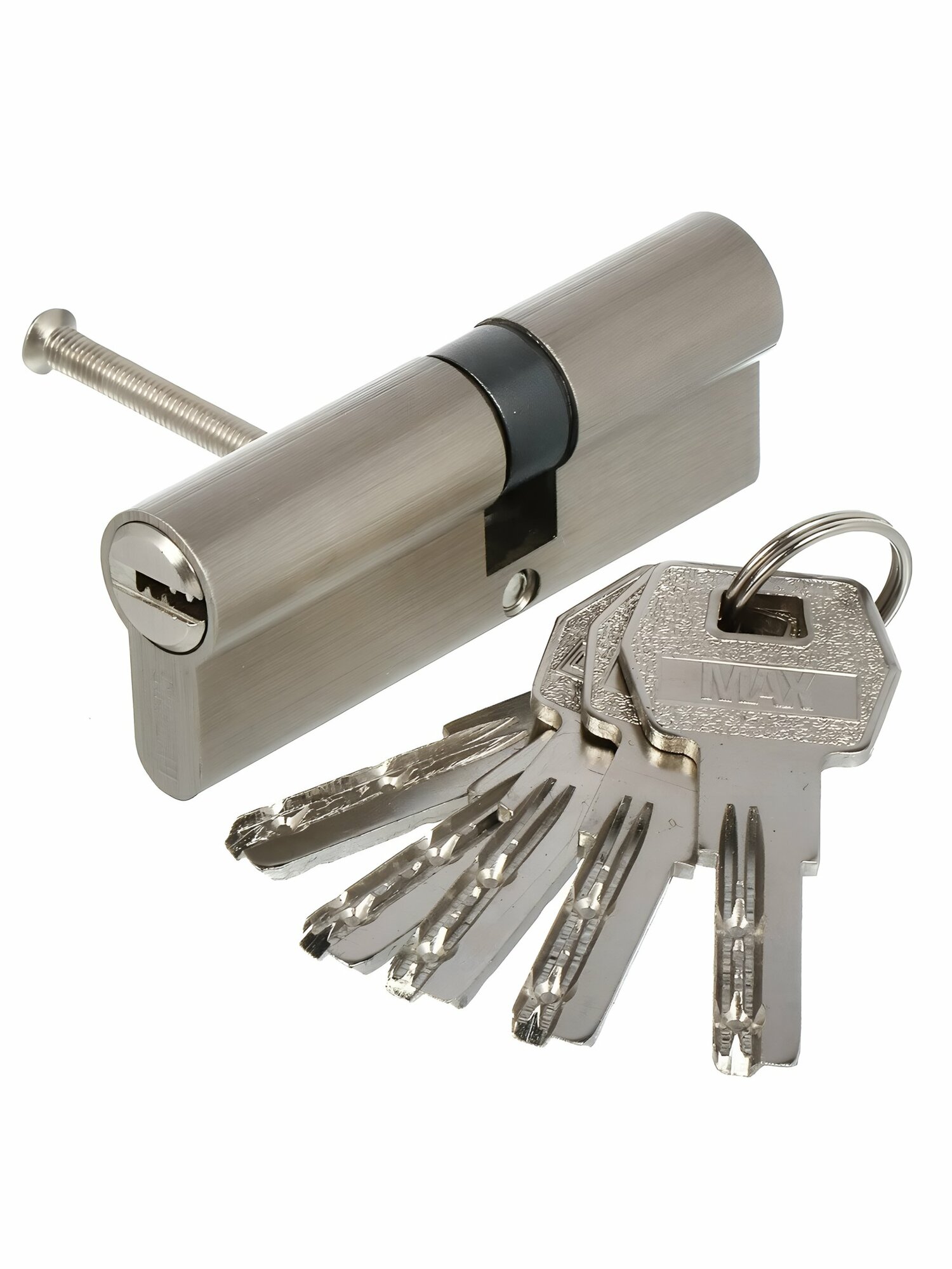 Личинка замка двери Стандарт, MAX 80, 14 791, 80 мм, матовый никель, 5 перфоключей