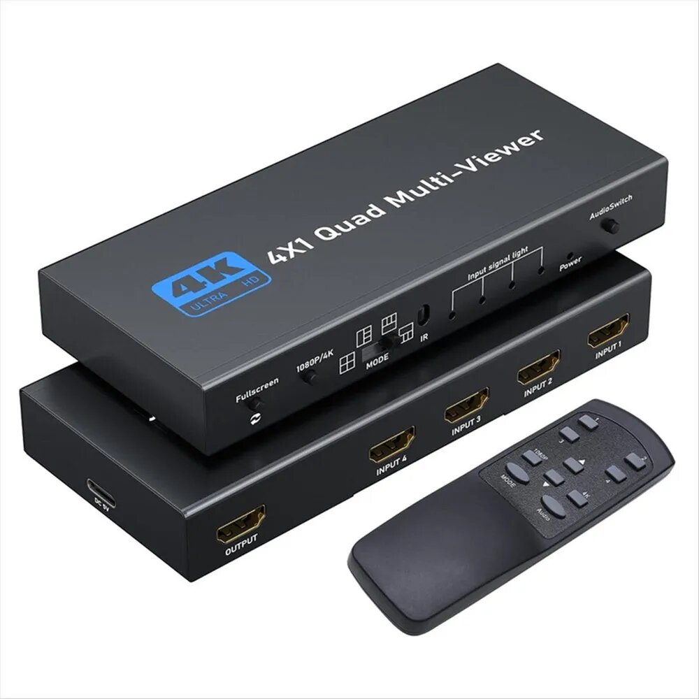Совместимый с 4K Quad Multi Viewer, 4 в 1, 1080P экран, бесшовный коммутатор для камеры, ПК, ТВ, монитора