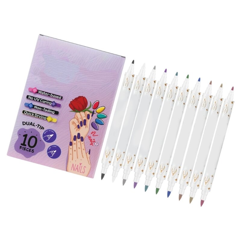 10 Цветных Маркеров Для Дизайна Ногтей Герметичные Ручки Для Дизайна Ногтей Для Салонных Художников И Проектов DIY Ярких Цветов