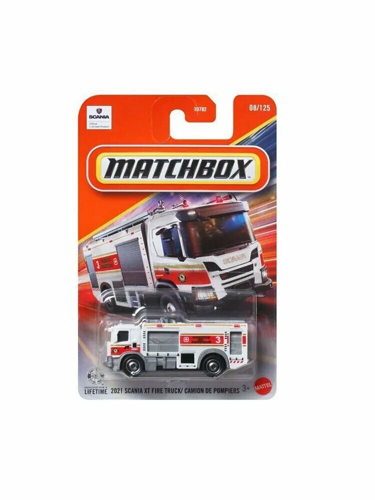 Машинка Matchbox Toys 1:64 Scale Die-Cast Basic Car 30782 2021 Scania XT Firetruck