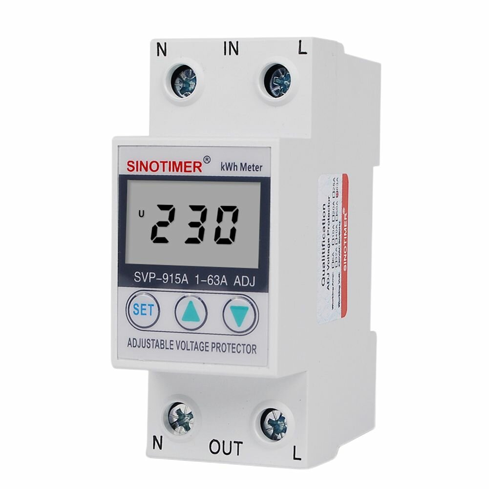 Автомат. реле контроля напряжения/тока, 1 фаза, 63 А, с отображ. энергопотребления