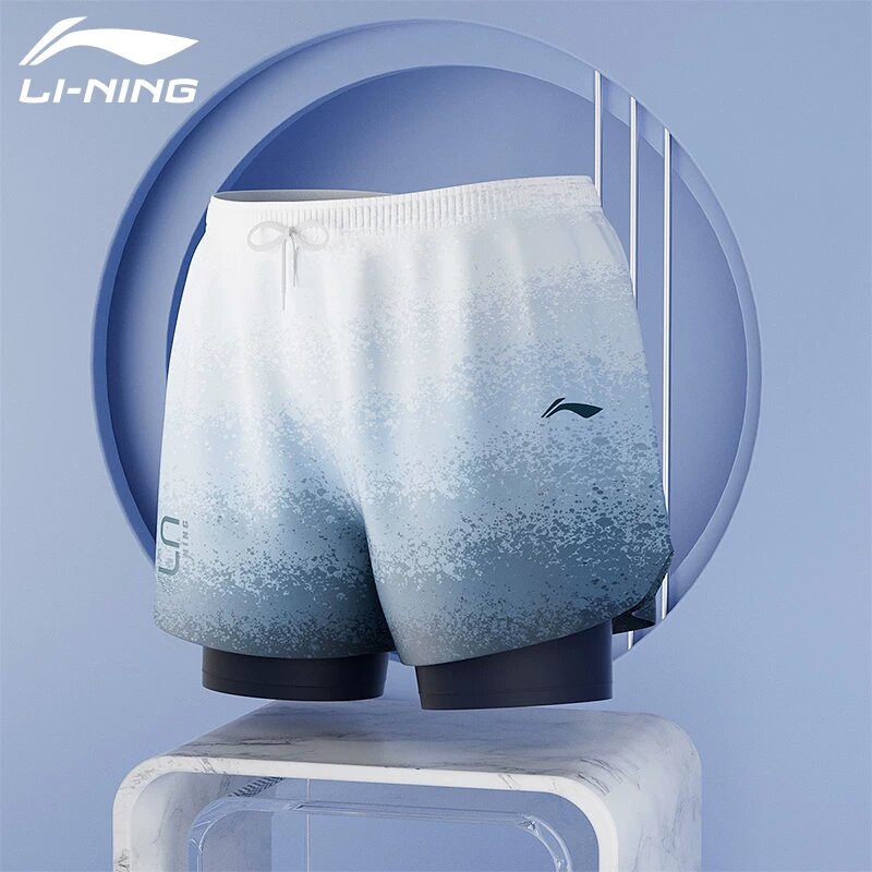 Мужские плавки Li Ning для горячих источников, новые модели мужских двухслойных плавок для пляжа и морского отдыха,
