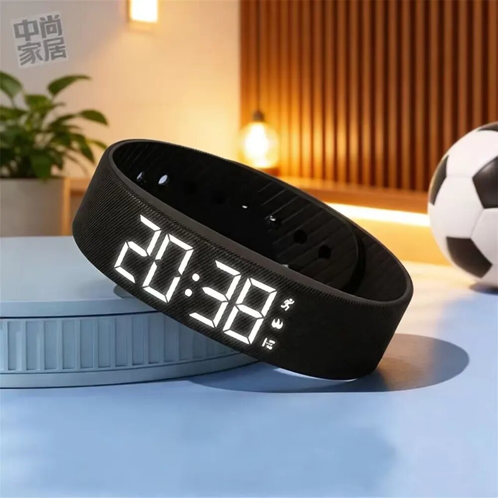 Часы наручные Электронные Детские, Каучук, Черный, Шагомер, Будильник