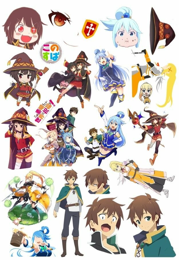 Наклейки с артами "KonoSuba"