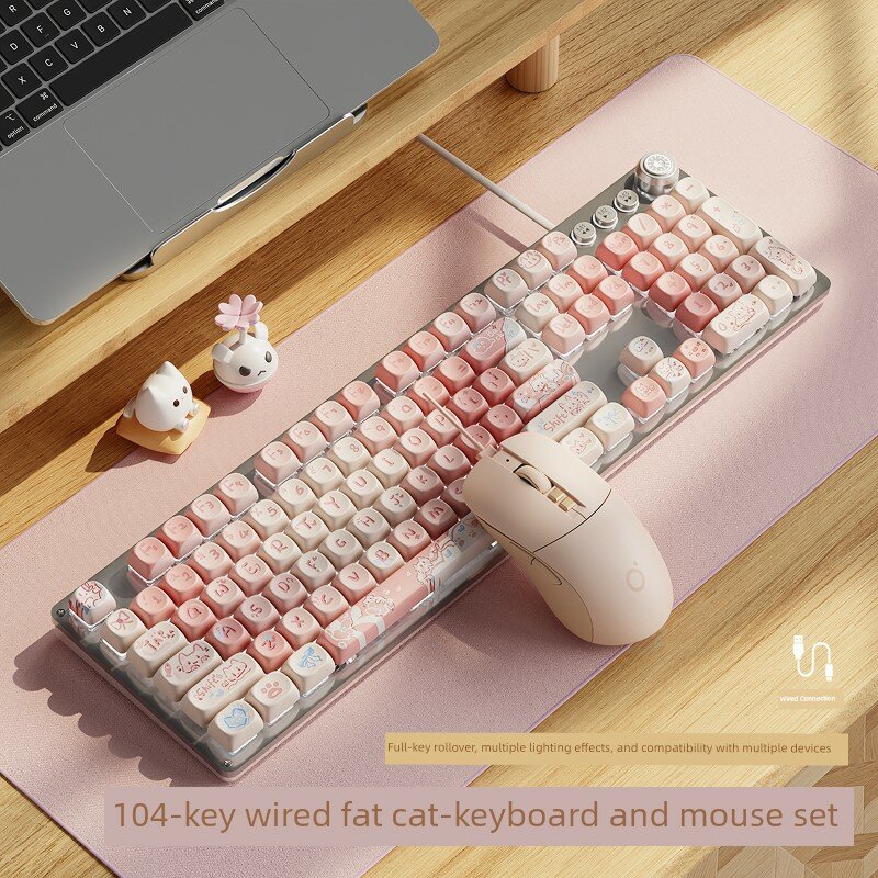 Механическая клавиатура Forerunner Rouge Kitty для девочек, высококачественная проводная/беспроводная