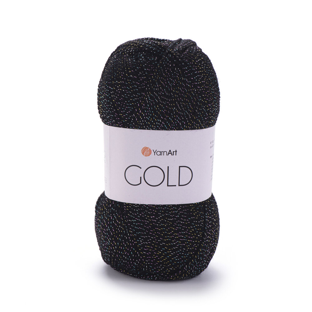 Пряжа для вязания YarnArt Gold 9034 черный мультиколор 100 гр/400 м 92% акрил, 8% люрекс