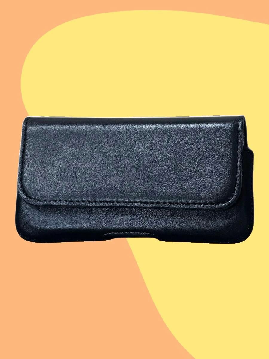 Чехол-кобура из кожи для смартфона на ремень, 13 * 6 * 1 см (чёрный)