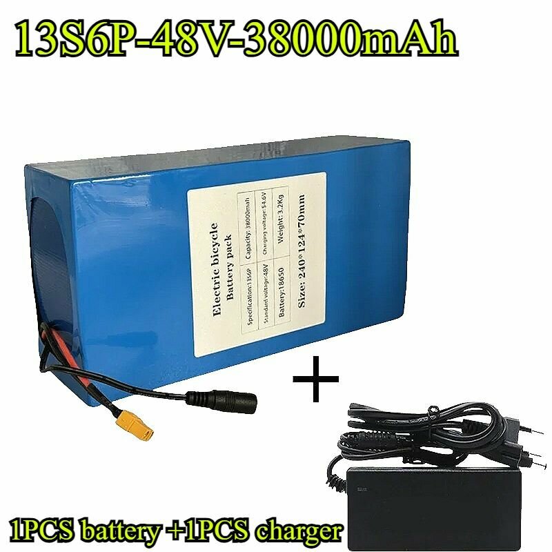 Новый литий - ионный аккумулятор 48V 13S6P 38000 мАч 2000Вт для электрических, самокатных и велосипедных батарей со встроенной 50A BMS