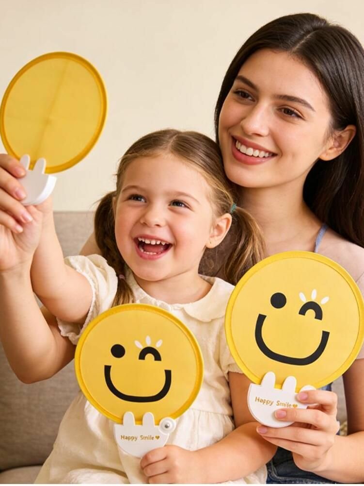 Складной круглый веер из ткани с милыми мультяшными принтами, летняя зонтная вентиляция, 2026 новинка