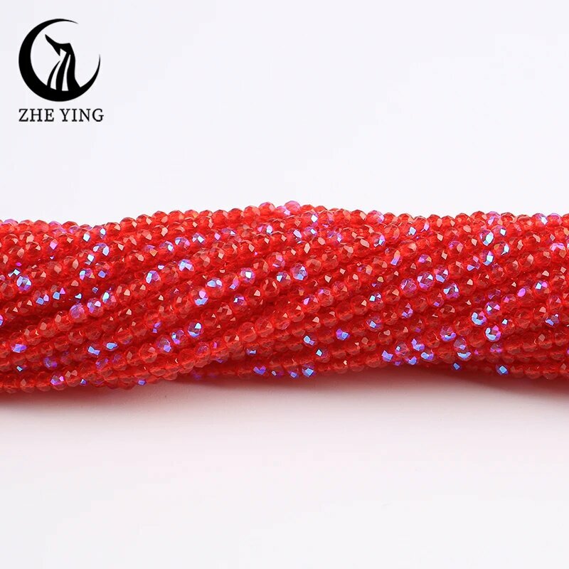 Бусины Zhe Ying 3 мм, белые, стеклянные, граненые Красный, 16Red
