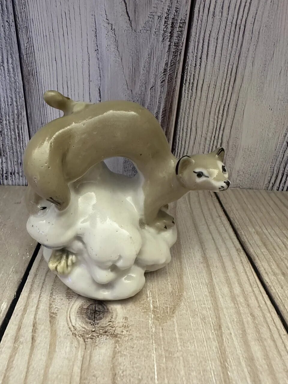 Статуэтка Куница Фарфор Артель Прогресс Ссср 1970 годы Винтажная коллекционная