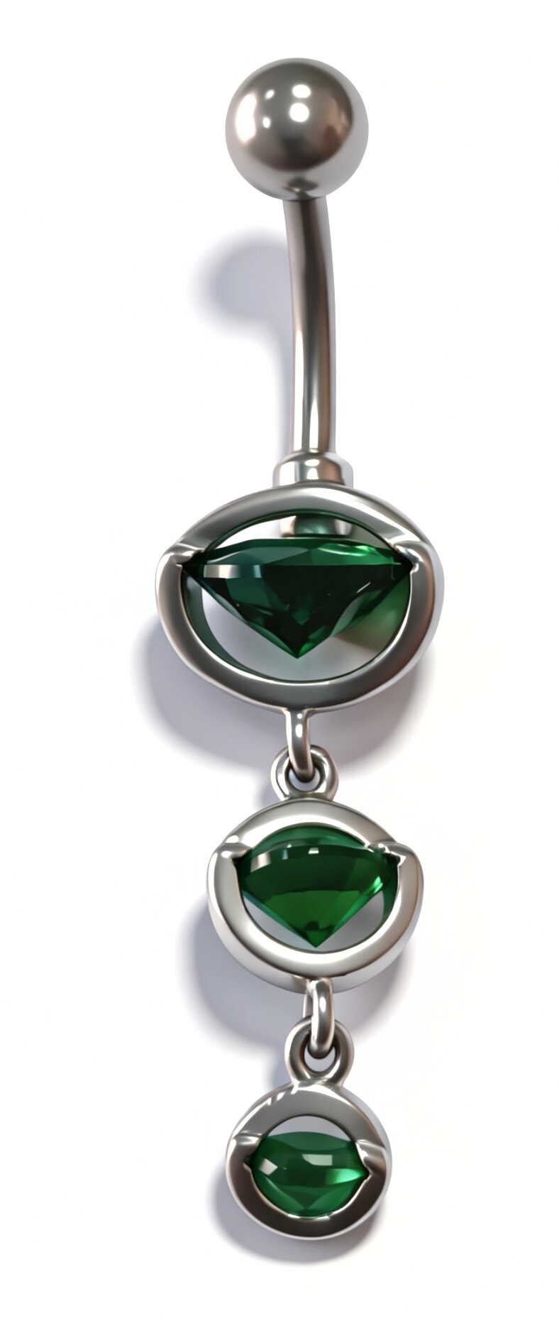 Пирсинг в пупок, серебро, 925 проба, родирование, фианит