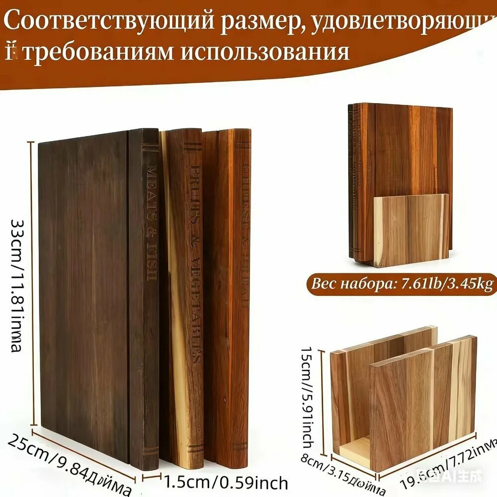 Разделочная доска, 33.5 см х 23.5 см, 4 шт