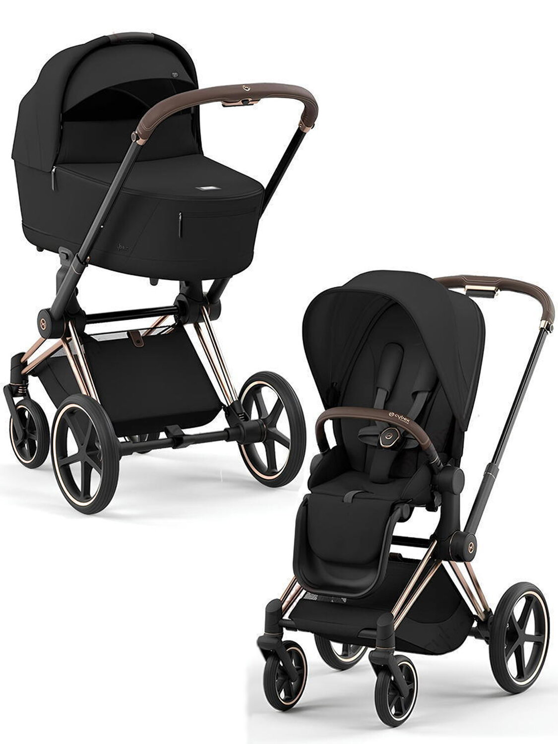 Коляска 2 в 1 Cybex Priam IV Sepia Black/Rosegold