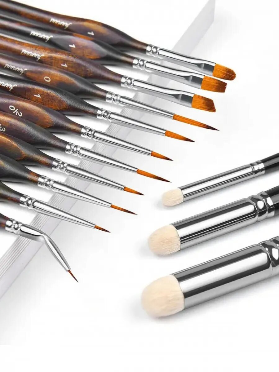 Набор кистей для рисования Круглая, Плоская№ 0, 1, 14 шт.