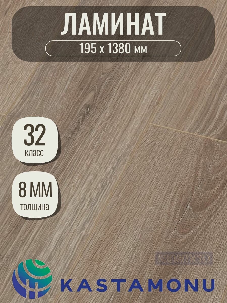 Ламинат Kastamonu Sunfloor 8/32 4V Дуб Джонсон SF32 (195 х 1380мм), 2.153м кв, 8 шт/уп