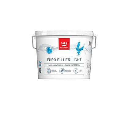 Шпаклевка Tikkurila Евро Филлер Лайт КТА, легкая, объем 9 л 700009483