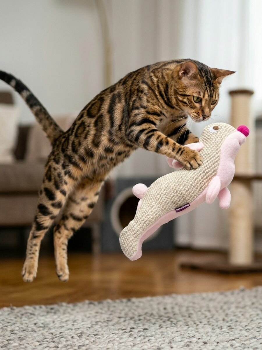 Мягкая джутовая игрушка для кошек крупных пород Japan Premium Pet в виде кролика