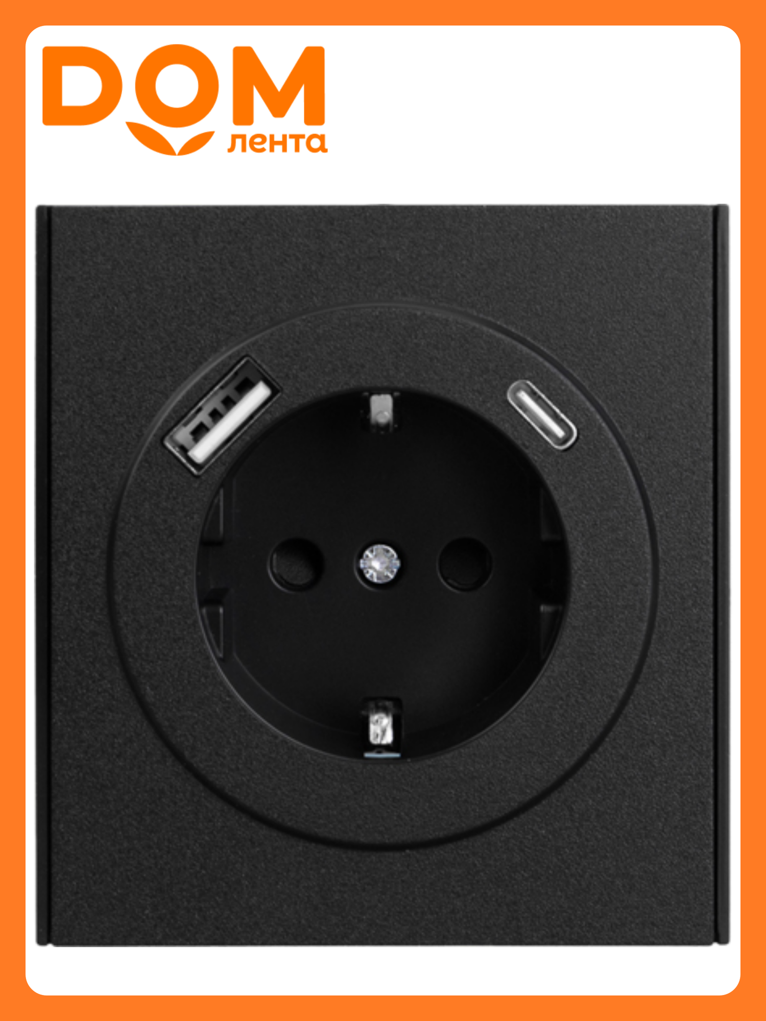 Розетка Kranz Strong 1-ая с/з с/у з/ш 16А с USB A+C быстрой зарядки 5В/3А антрацит
