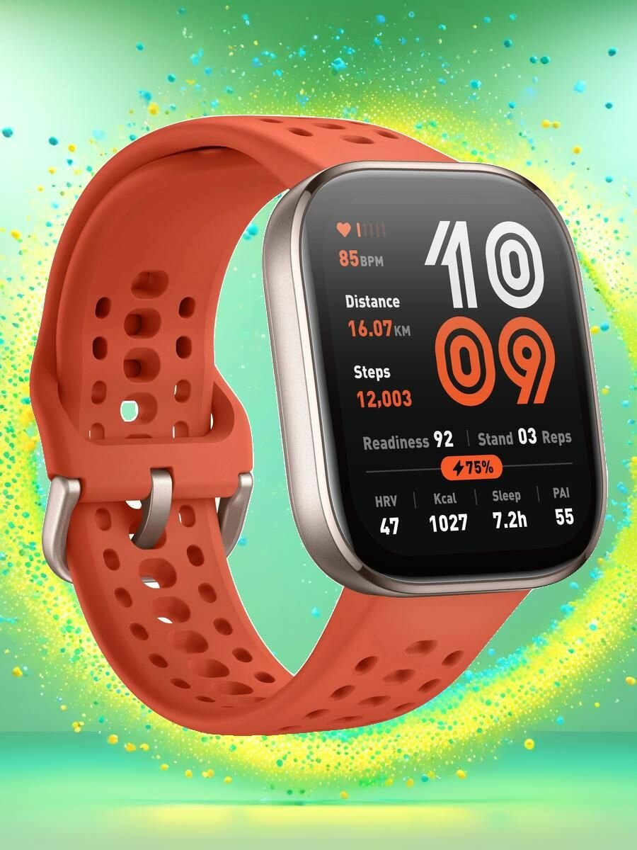 Смарт-часы Amazfit Bip 6 корпус - золотистый, ремешок - оранжевый, 1.97", AMOLED, 450x390