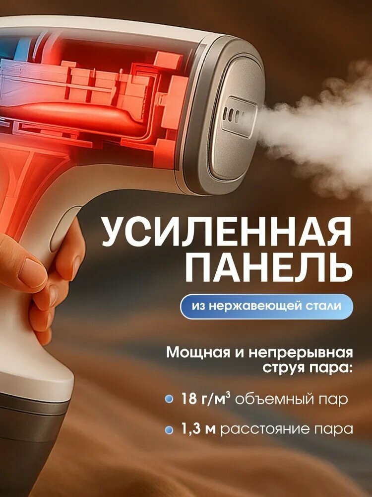 Ручной отпариватель, противокапельная система, 60 мин работы, белый — фото 1