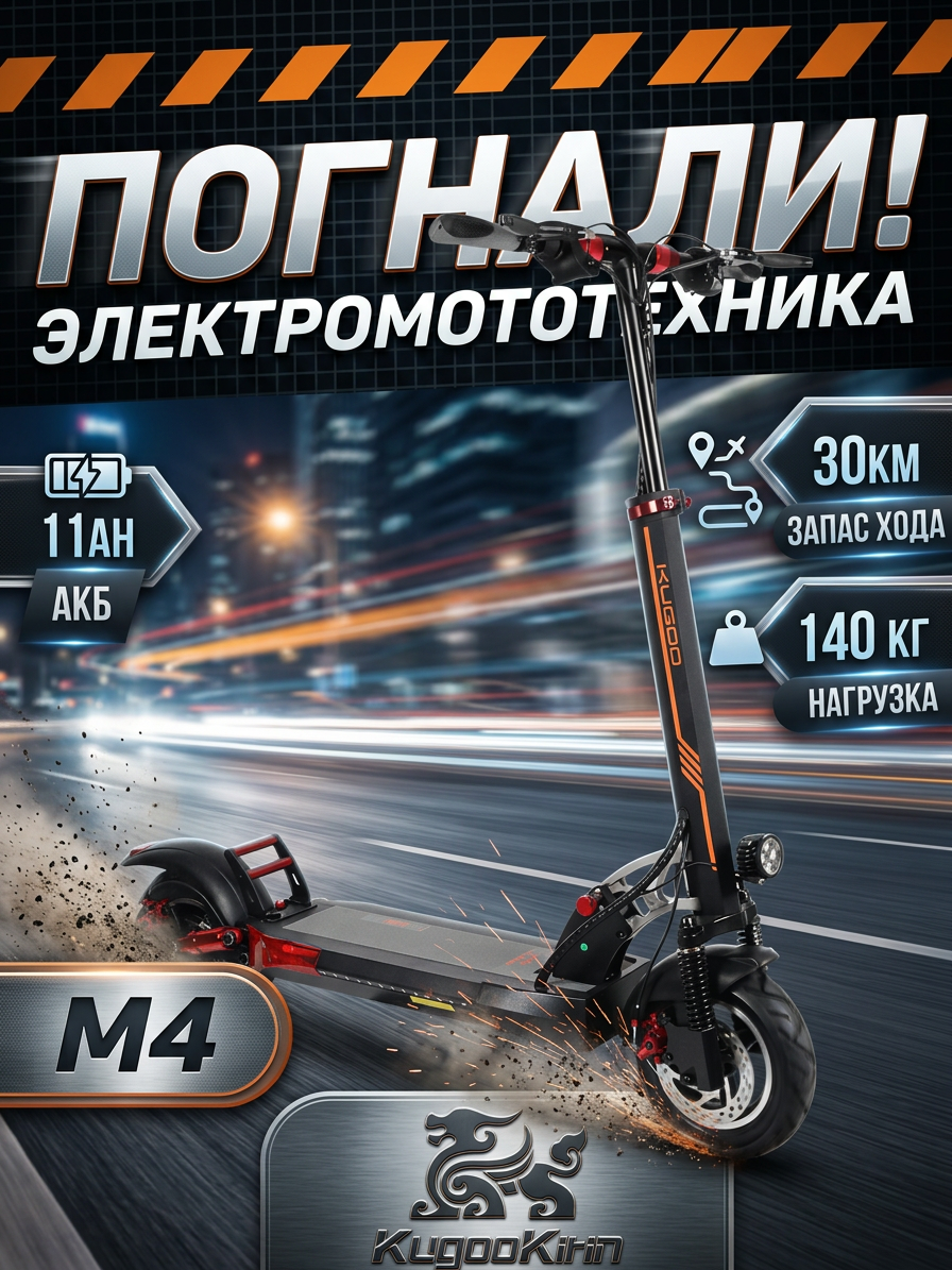 Электросамокат Kugoo Kirin M4 11 Ah, 500W, 40 км/ч, 30 км пробег