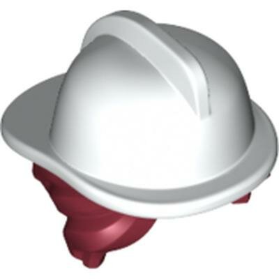 Деталь Lego 53117pb02 Minifigure, Hair Combo, Hair with Hat, Side Bangs and Bun with Molded White Fire Helmet Pattern