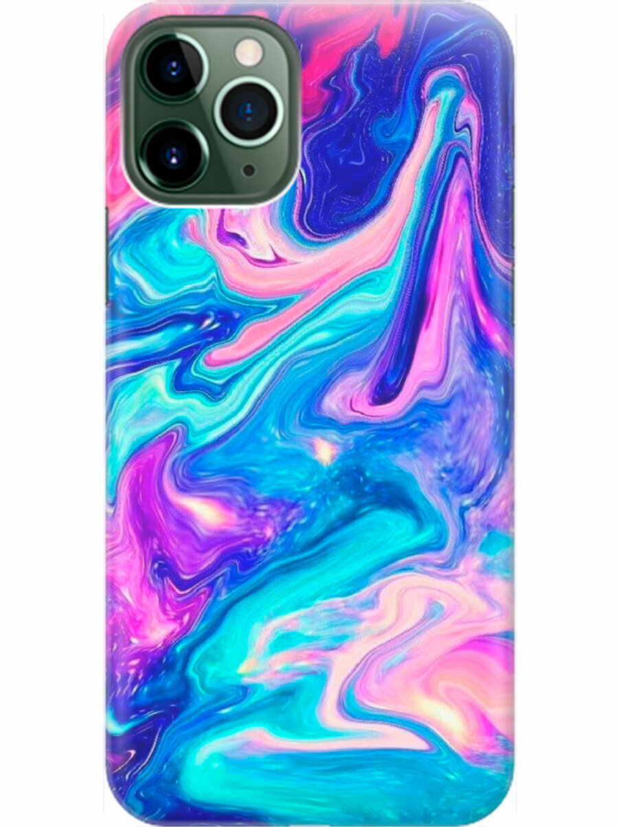 Силиконовый чехол на Apple iPhone 11 Pro Max / Эпл Айфон 11 Про Макс с рисунком "Сине-розовые краски"
