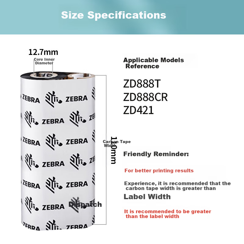 ZEBRA 110мм*70м восковой карбоновый ленточный картридж для термопереносных штрих-кодовых принтеров совместимый с