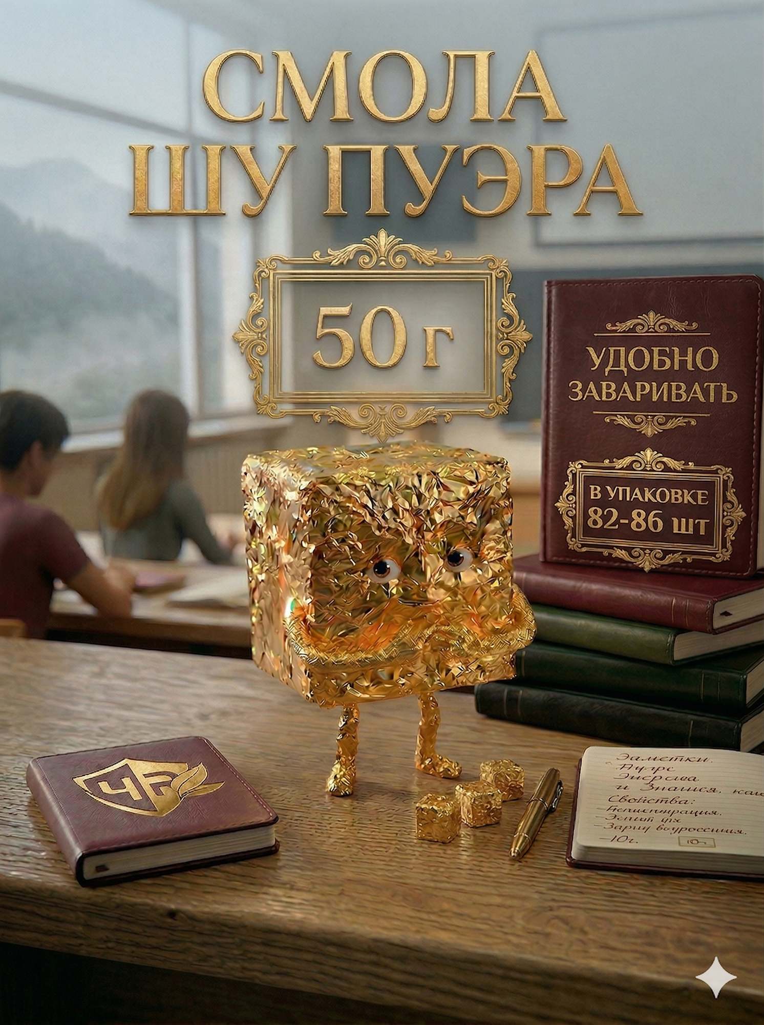 Черный Китайский чай Смола Пуэра ШУ №3 (Чайная паста) Ча Гао упаковка 50 гр 80-82 фигуры для учебы/работы