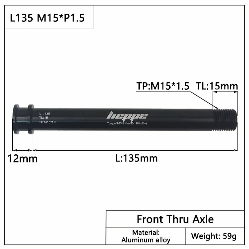 HEPPE сквозная ось для вилки L135 M15x1.5 TL15