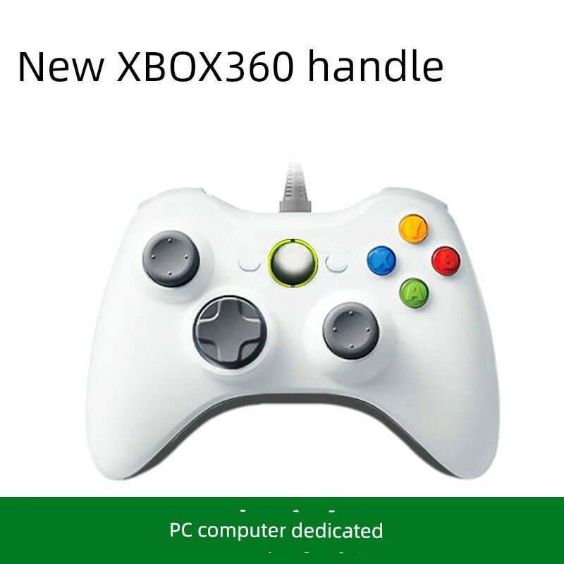 Высокопроизводительный проводной контроллер Xbox 360 для ПК с вибрацией, белый цвет