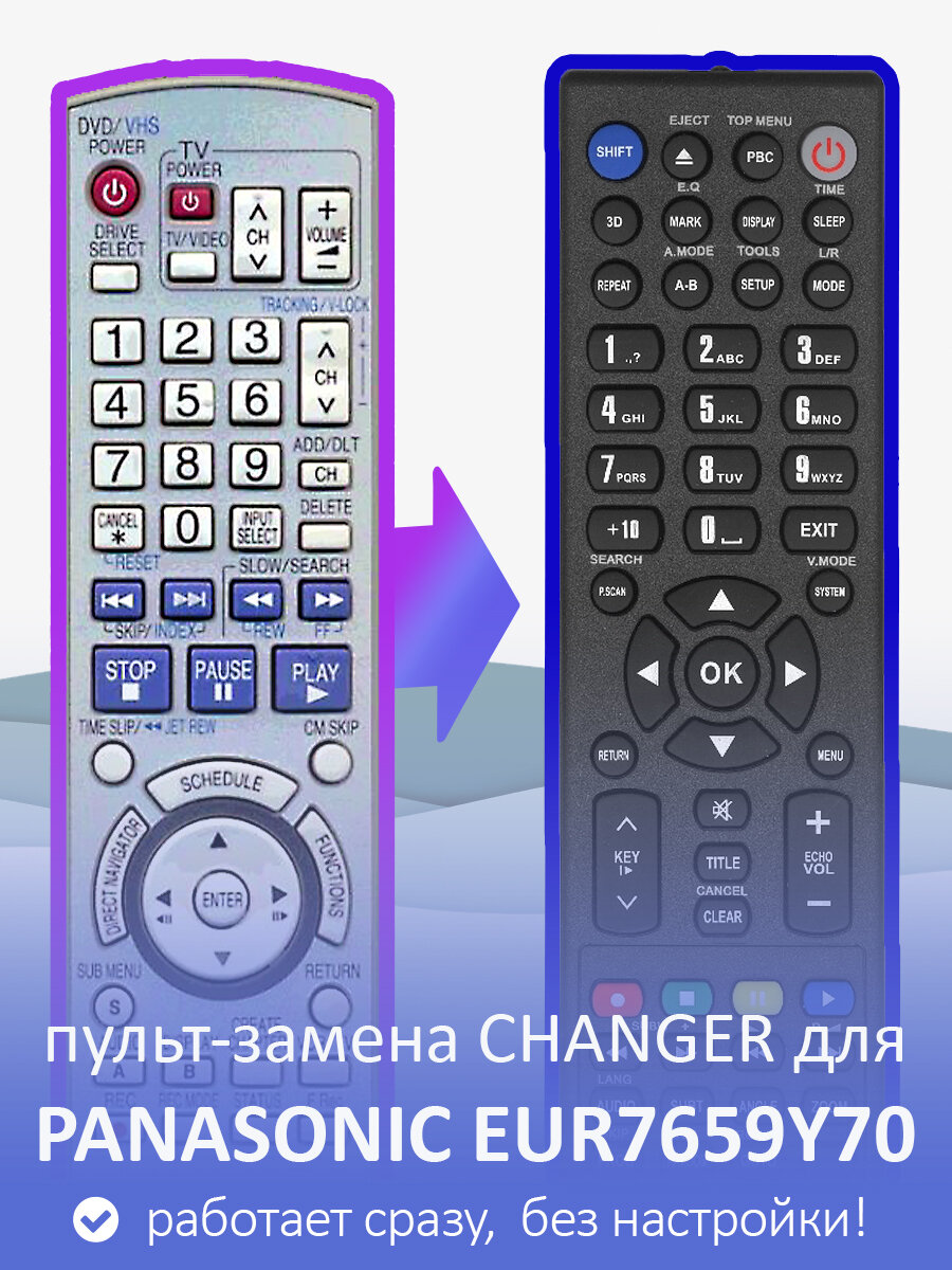 Пульт-замена для PANASONIC EUR7659Y70