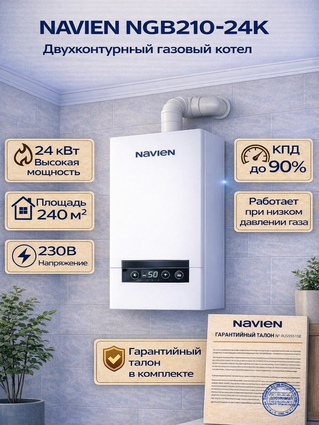 Котел газовый двухконтурный NAVIEN NGB 210 24K