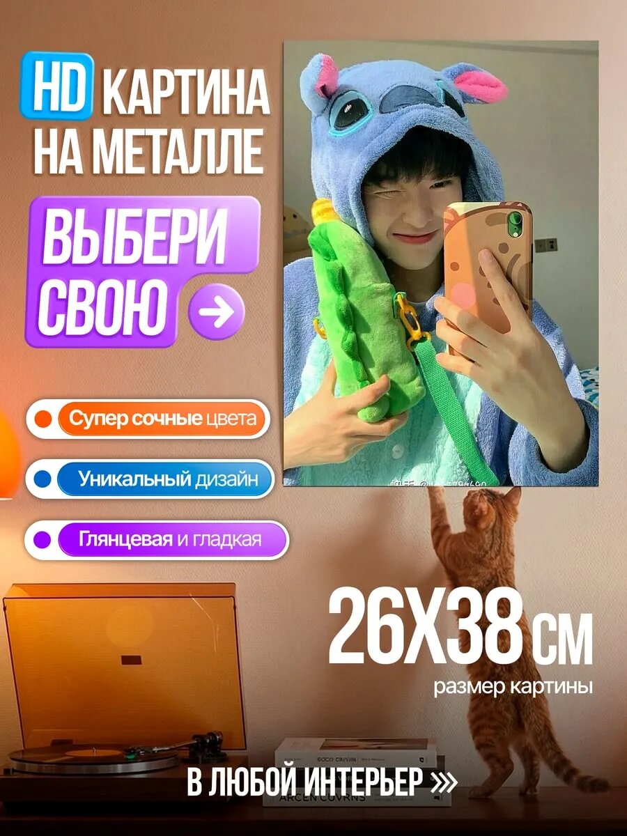 Картина на HD металле Парень в костюме Стича