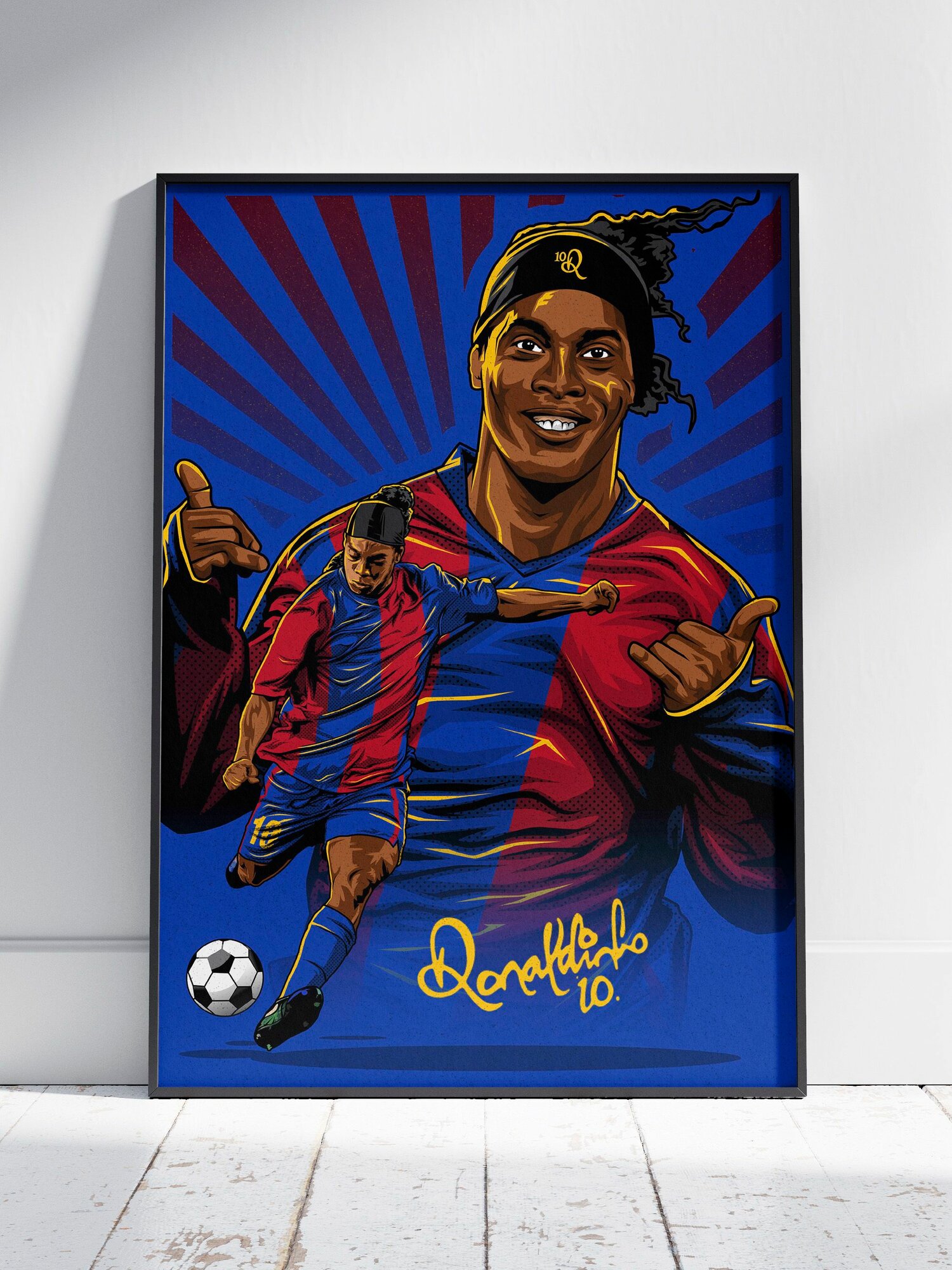 Плакат на стену для интерьера Барселона (Роналдиньо - Ronaldinho 2) - Постер по спорту и физической активности формата A3 (30x42 см)