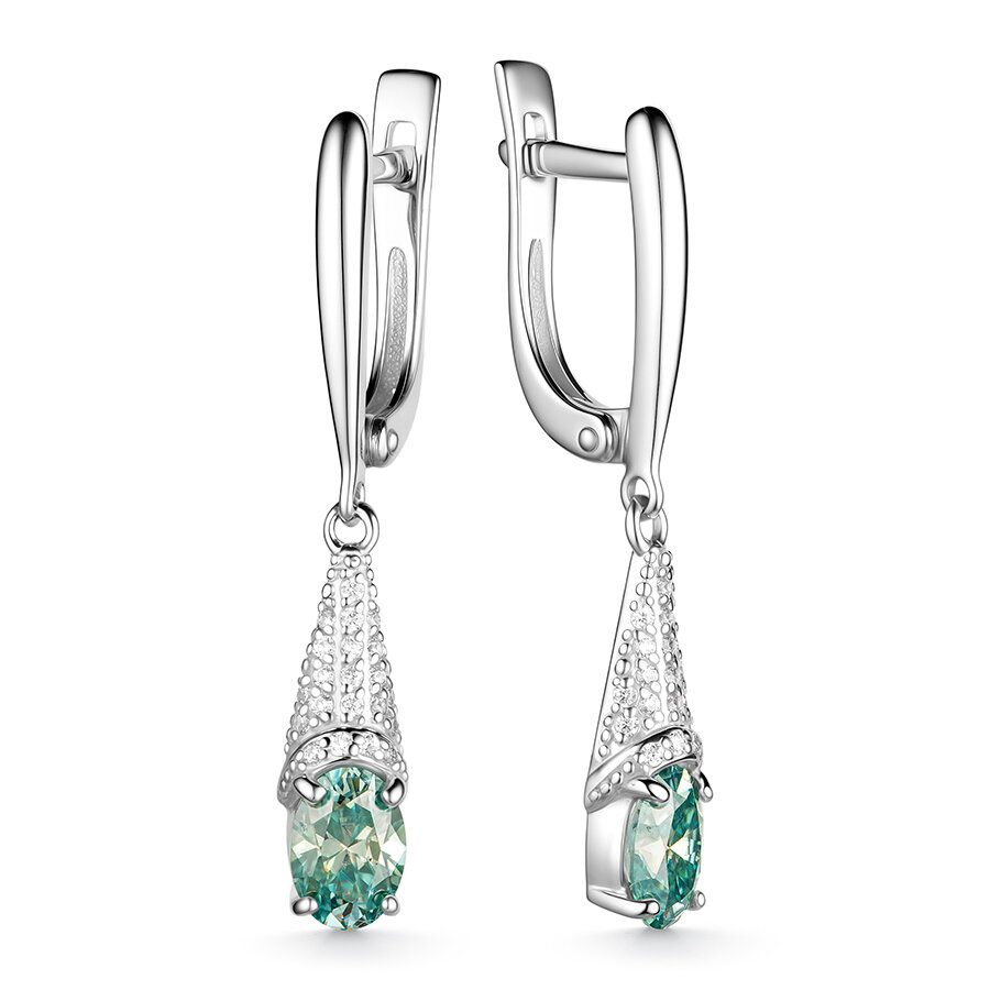 Серьги NEODA, серебро, 925 проба, родирование, муассанит, фианит