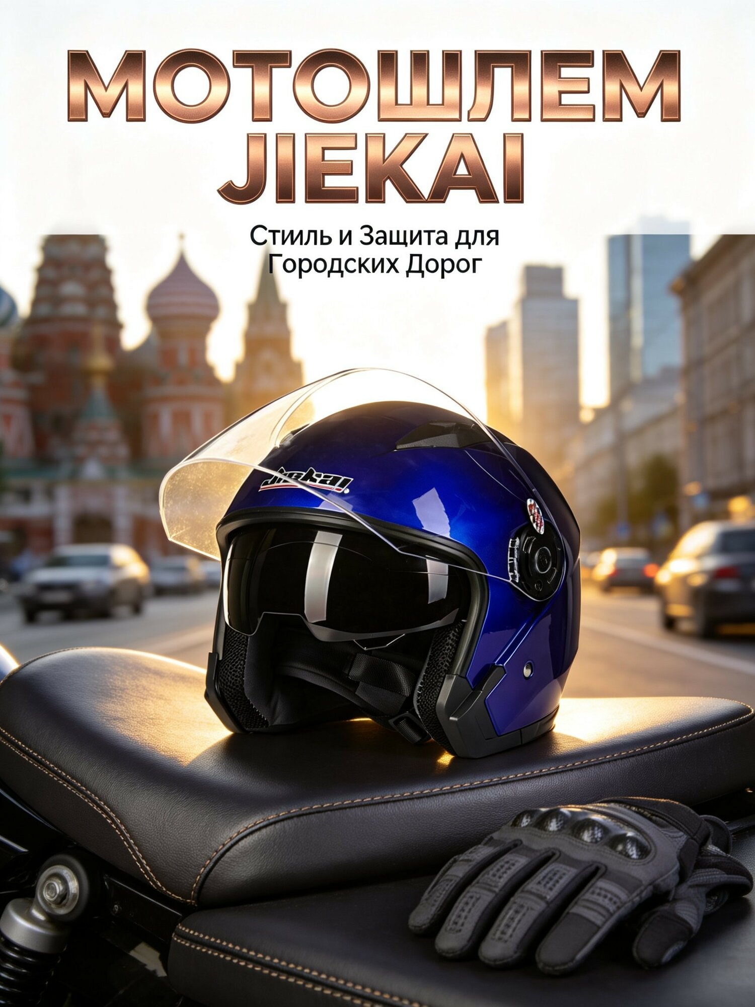 Мотошлем Ritafly02 Jiekai 3/4, флипап с двойным визором и эргономичной вентиляцией из прочного ABS, выбор размеров M L XL XXL и девять цветовых вариантов