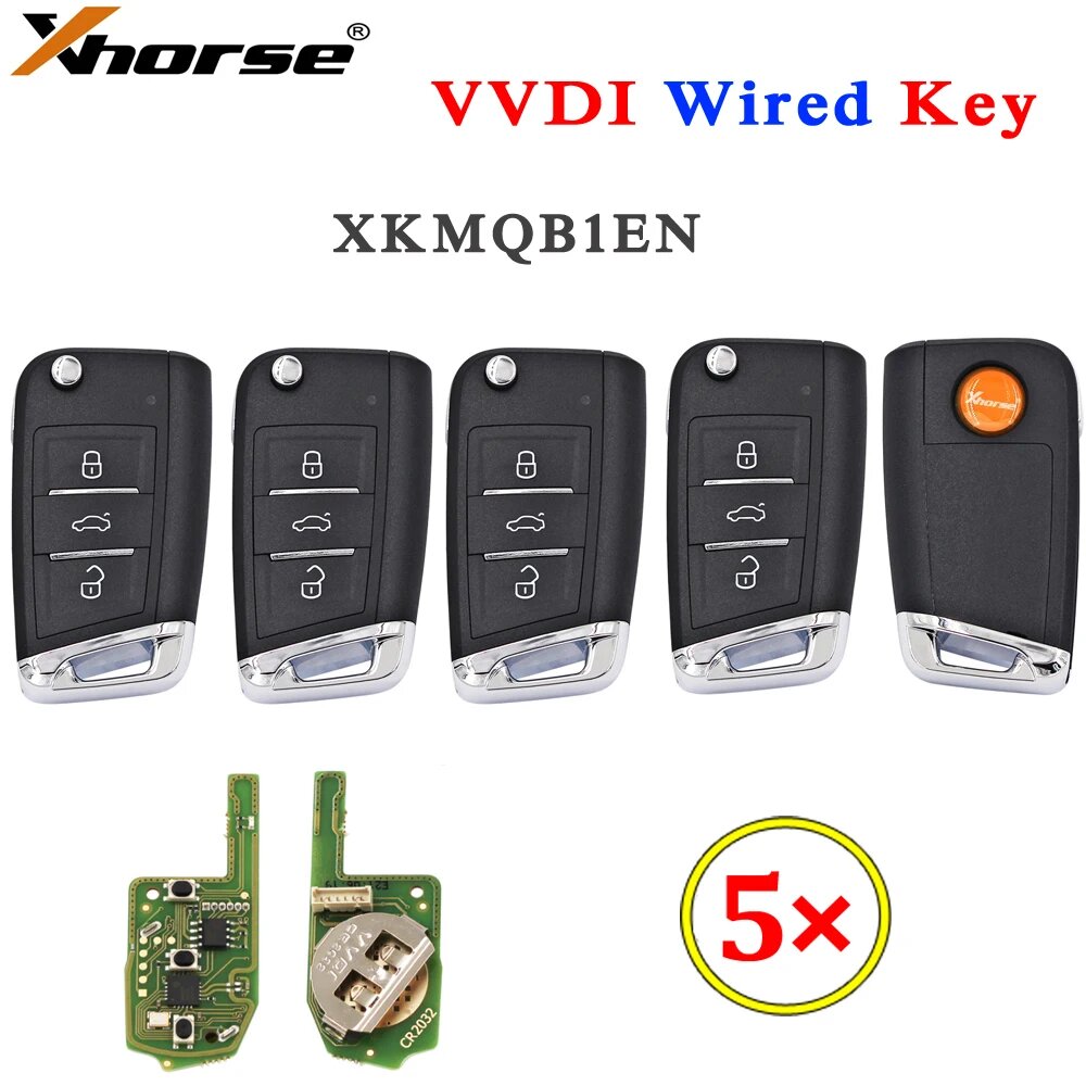 5 шт./лот Xhorse XK Series XKMQB1EN Универсальный проводной дистанционный автомобильный ключ VVDI для VVDI2/VVDI Mini/ключевой инструмент Max для VW Skoda MQB