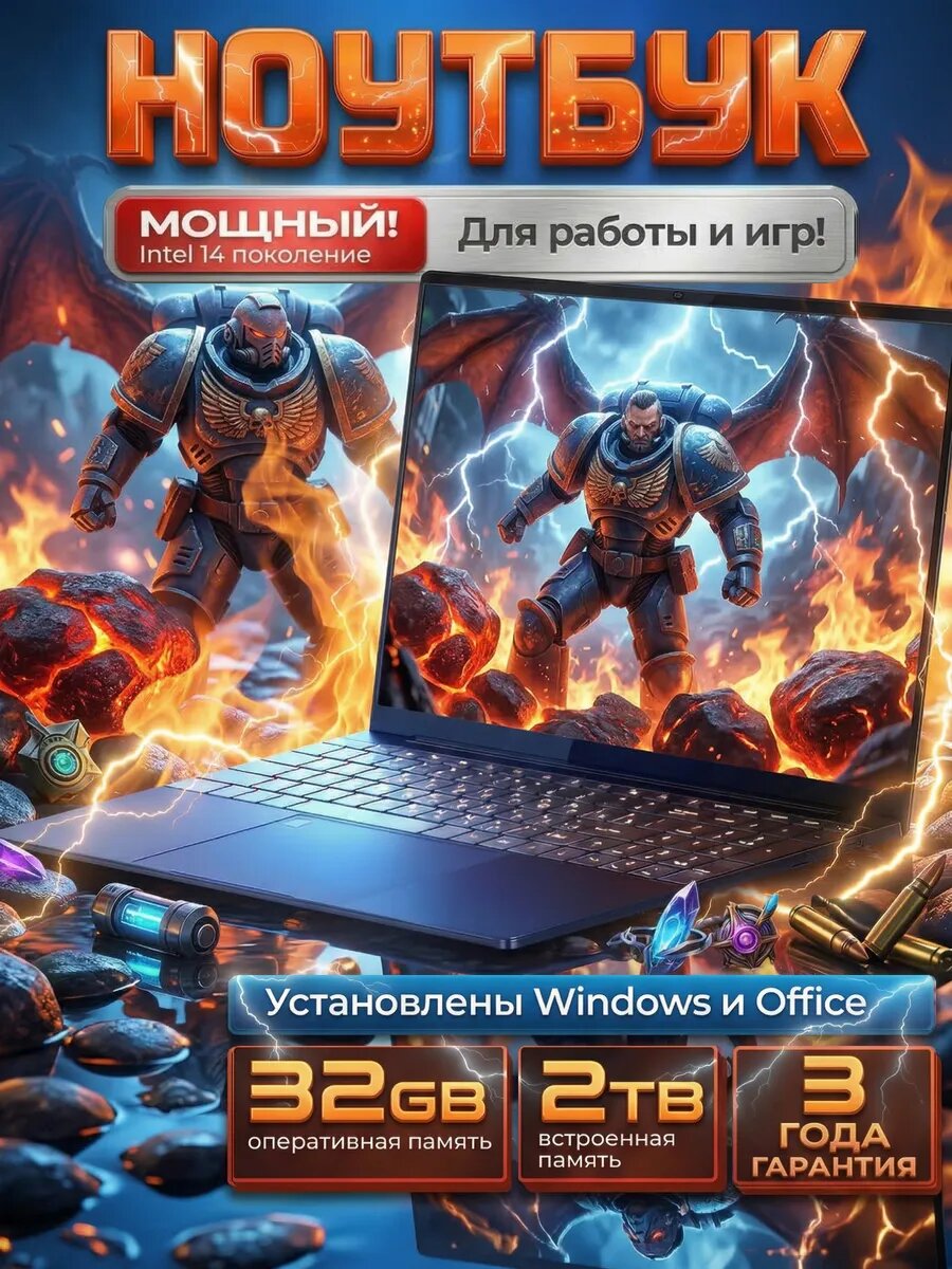 Ноутбук Intel Core i9-13900HX, 32GB RAM, 2048GB SSD, 2026 + Office