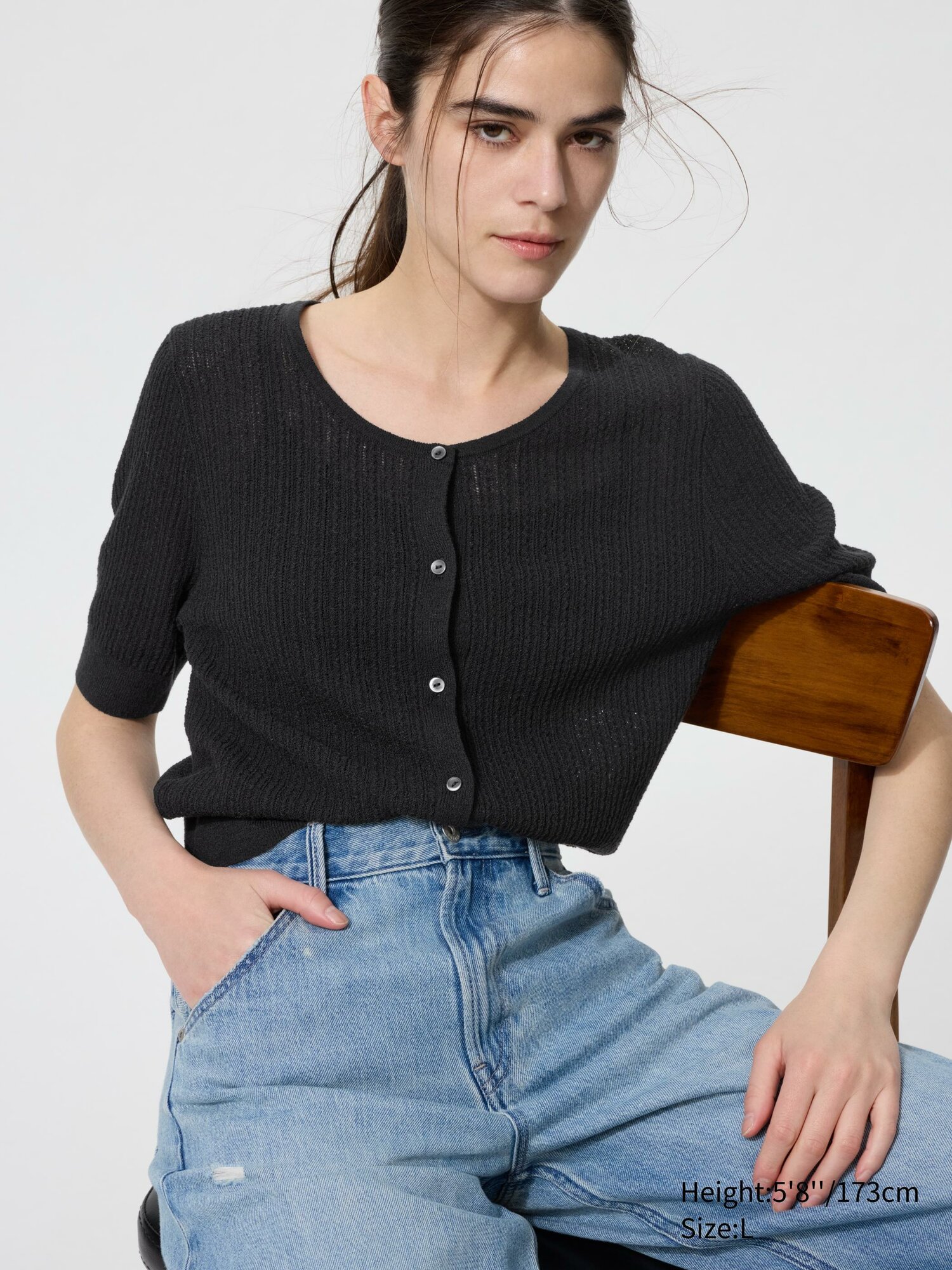 Кардиган SHEER LACE CREW NECK