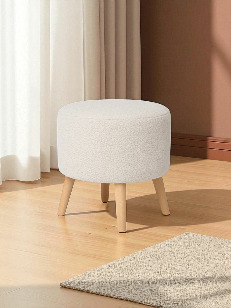 Пуф Лаки 40*43 пуф в прихожую букле белый Lamb eco 1