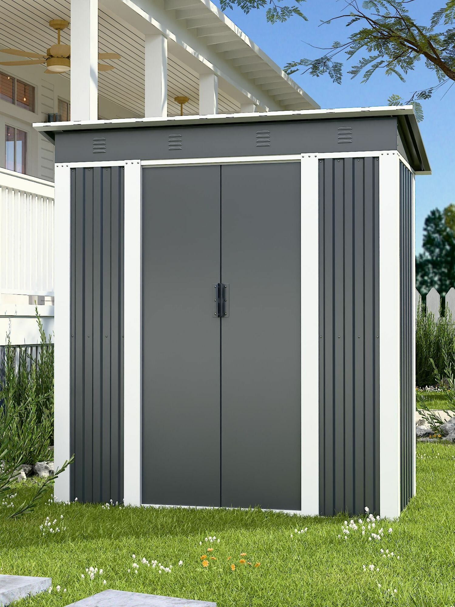 Хозблок / Сарай, павильон металлический с односкатной крышей 1850х1800х900мм