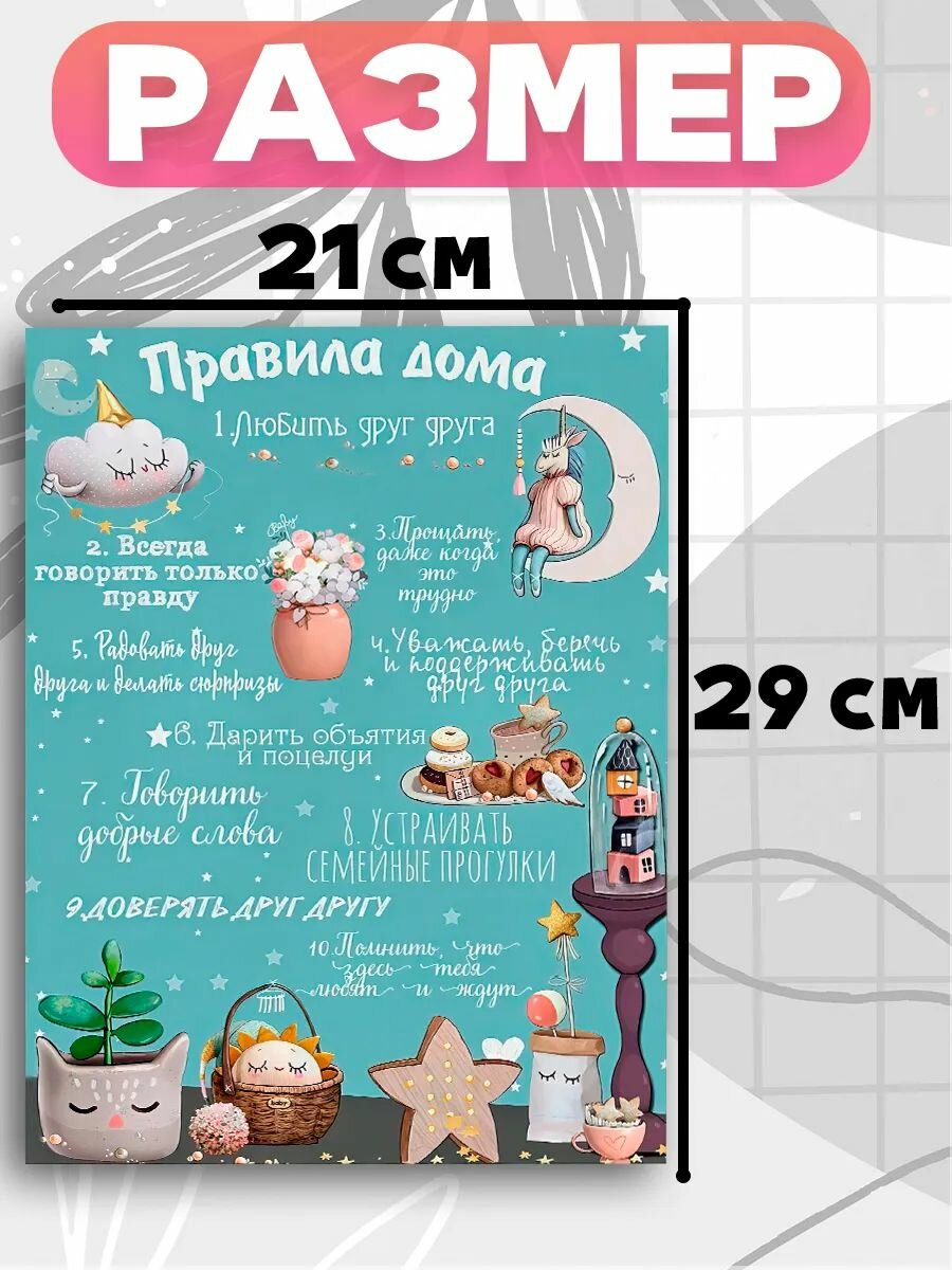 Постер на стену Правила дома , плакат 1шт, А4 размер. — фото 1