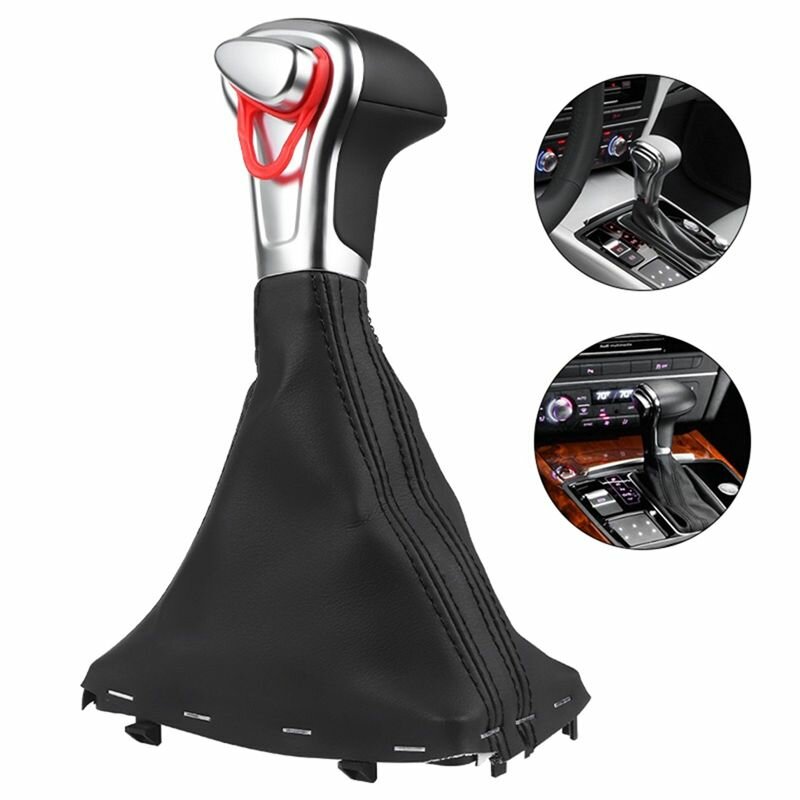 Ручка переключения передач и чехол для АКПП A3 8P/A4 B8/A5/A6 C6/Q5 2004-2015, черно-серебристый, стильный дизайн