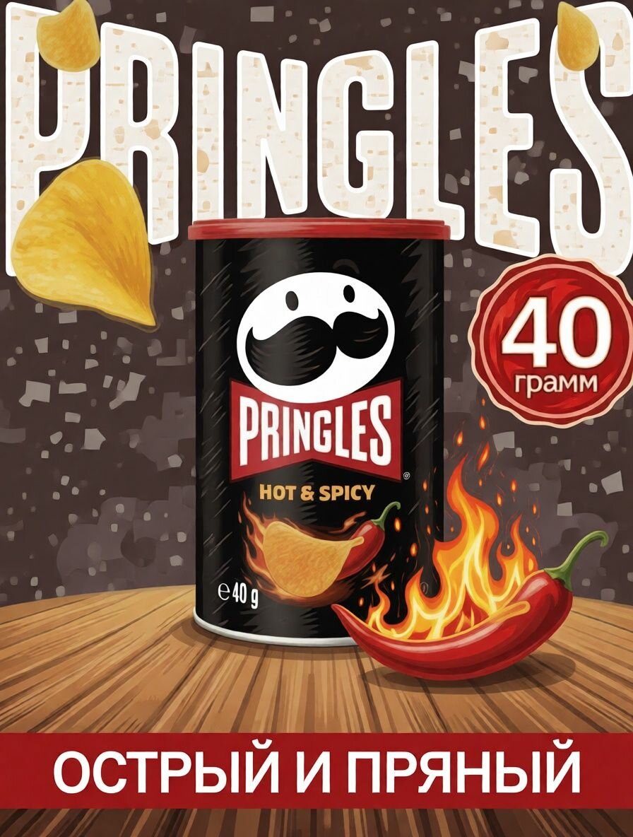 Картофельные чипсы Pringles Острый и пряный, 40гр